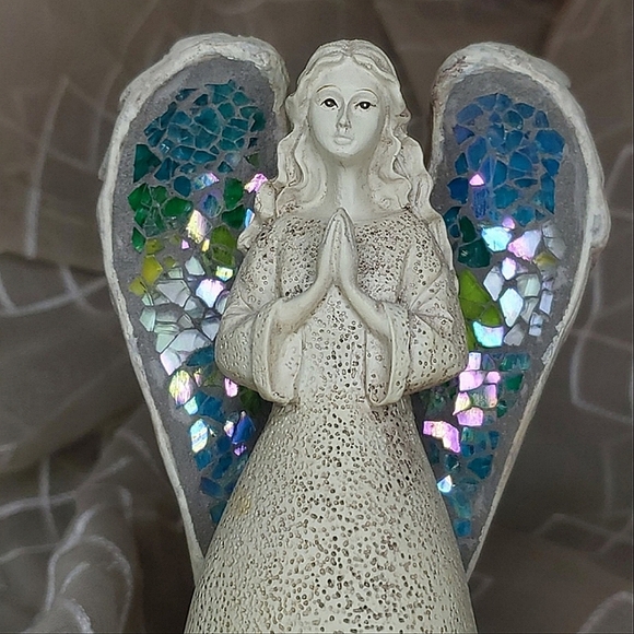 Accents | Decorative Angel Figurine With Stained Glass Wings | Poshmark